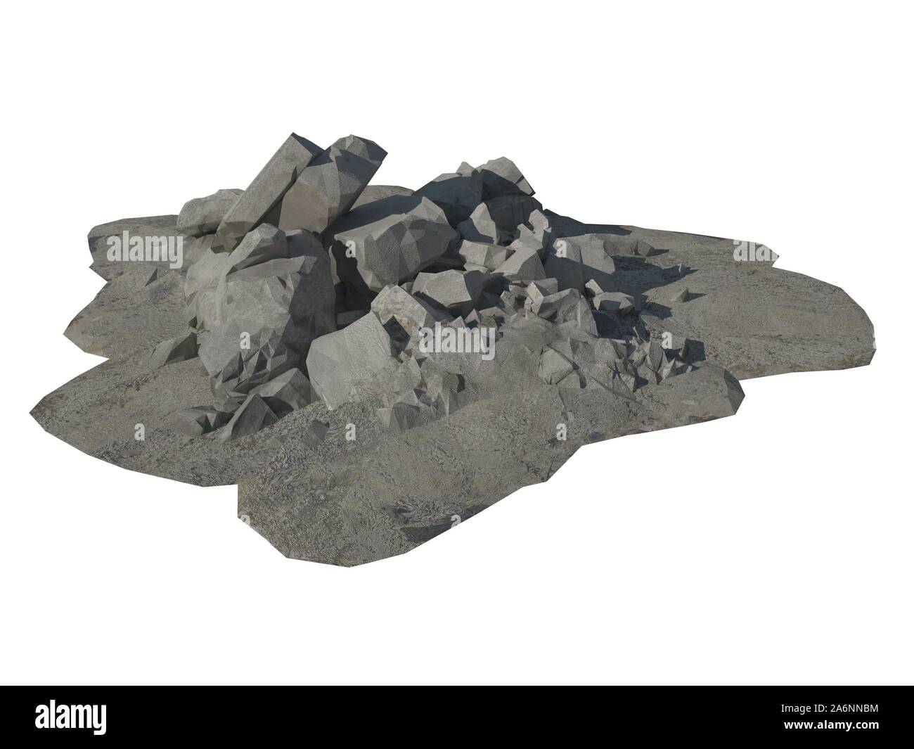 3D illustration heap of rubble and debris isolated on white Stock Photo ...