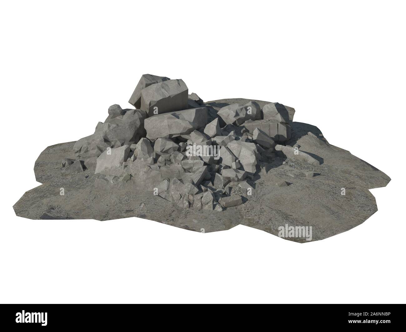 3D illustration heap of rubble and debris isolated on white Stock Photo ...
