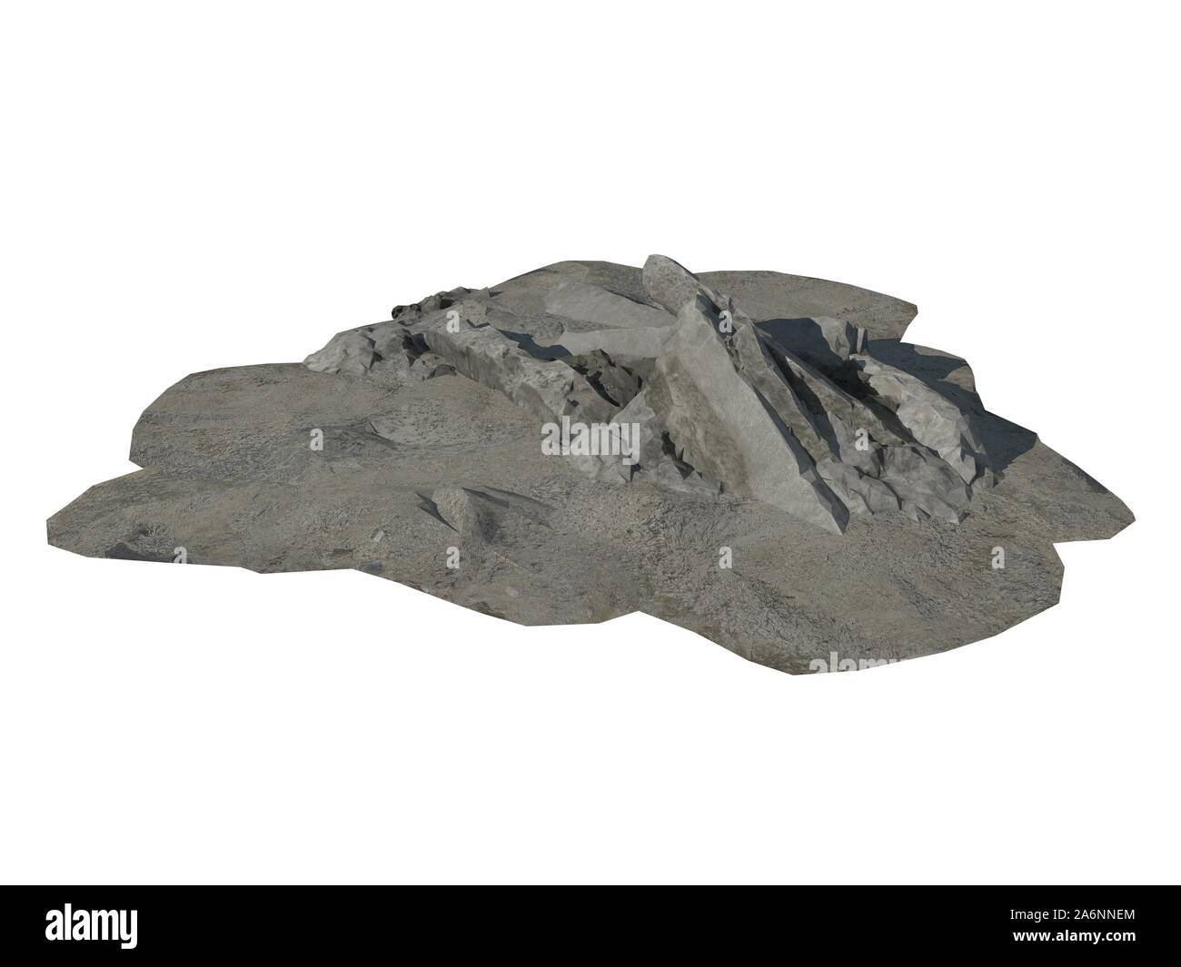 3D illustration heap of rubble and debris isolated on white Stock Photo ...