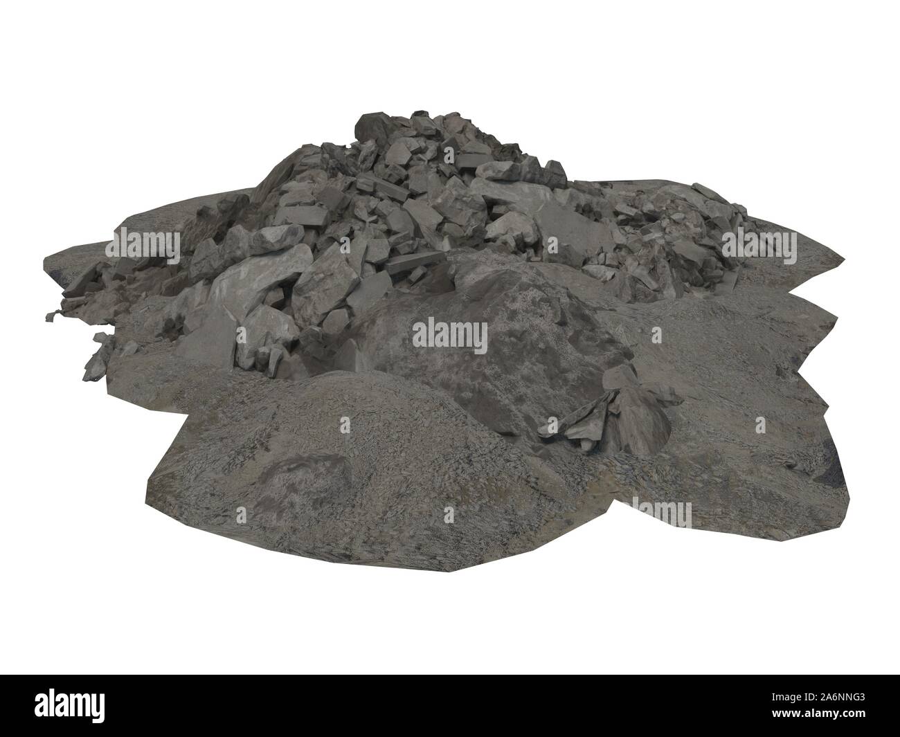 3D illustration heap of rubble and debris isolated on white Stock Photo ...