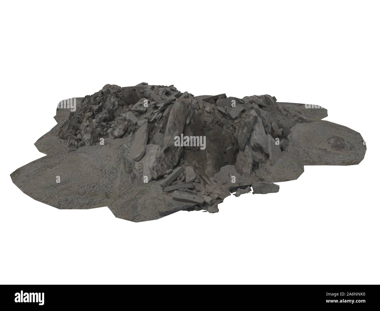 3D illustration heap of rubble and debris isolated on white Stock Photo ...