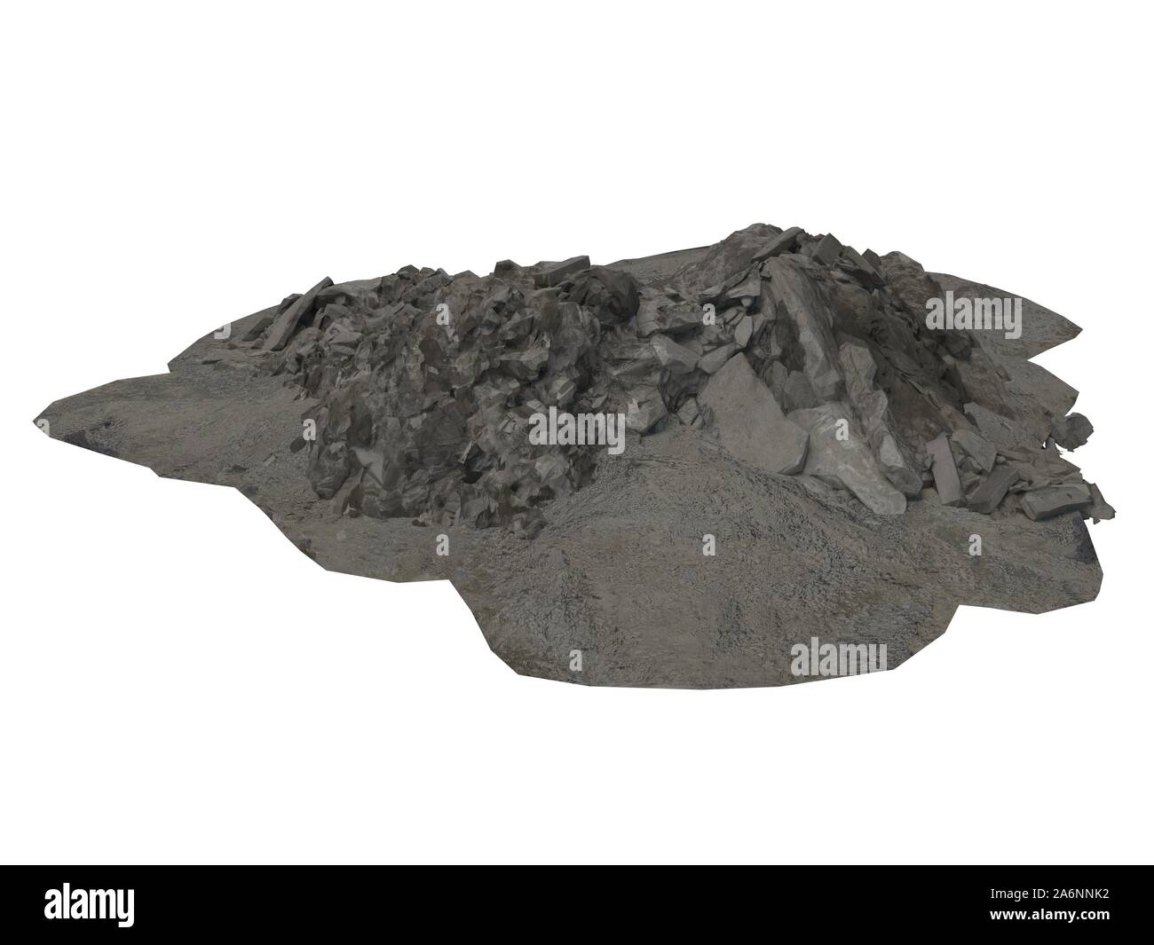 3D illustration heap of rubble and debris isolated on white Stock Photo ...