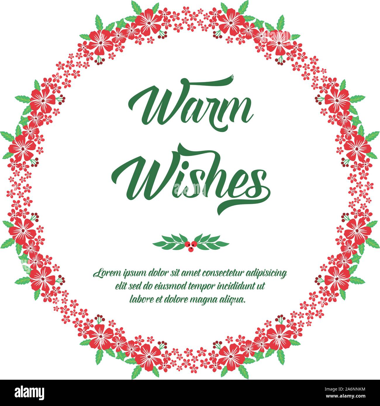 Poster design text warm wishes, with vintage red flower frame. Vector ...