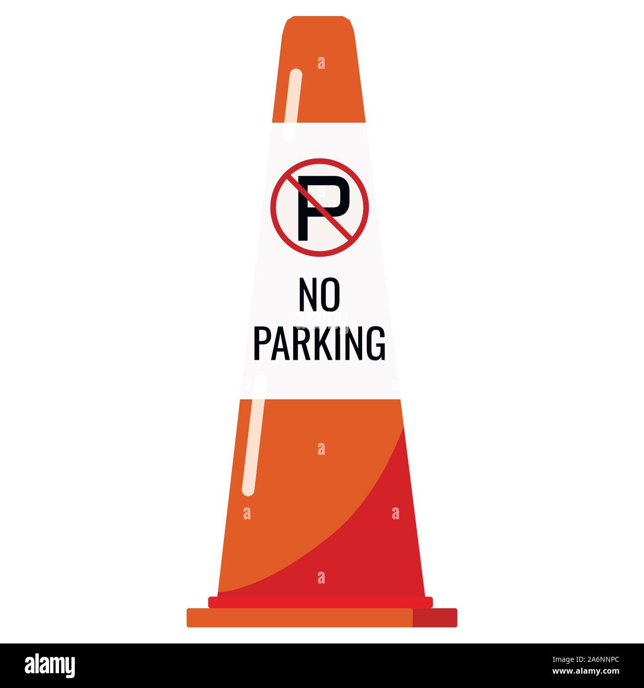 Orange color plastic traffic cone with reflective stripe sticker and no ...