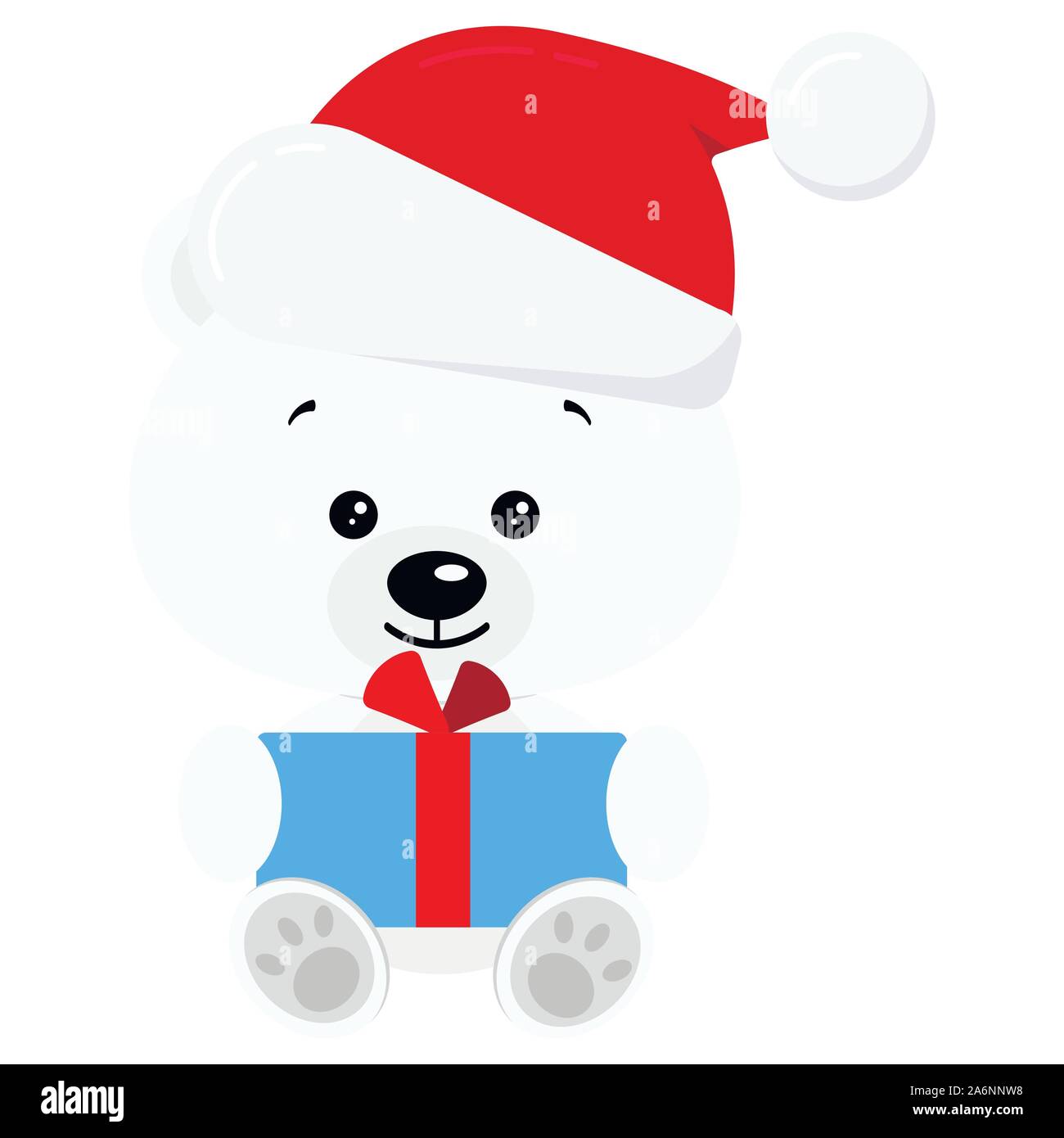 Funny sweet and cute christmas polar bear toy with blue gift with bow ...