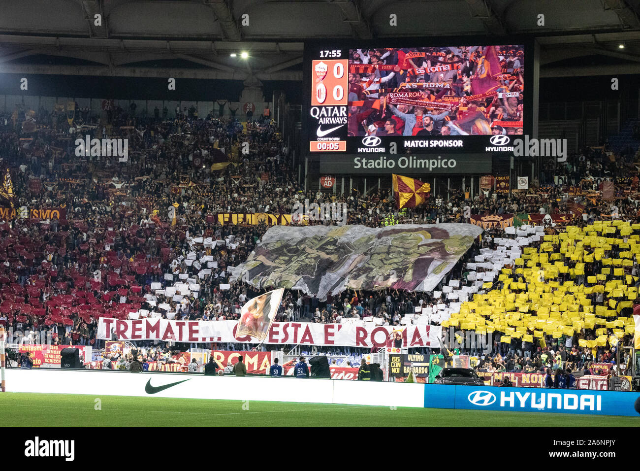 Roma fans in olympic stadium rome hi-res stock photography and images ...