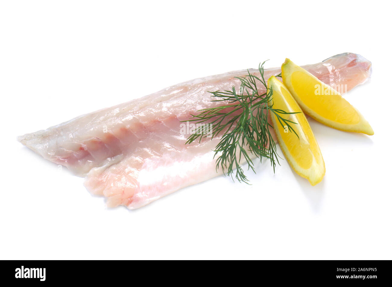 Sea Bass Fillet Isolated On White Stock Photo - Alamy