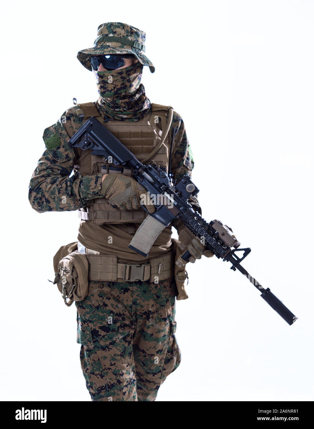 american marine corps special operations soldier with fire arm weapon ...