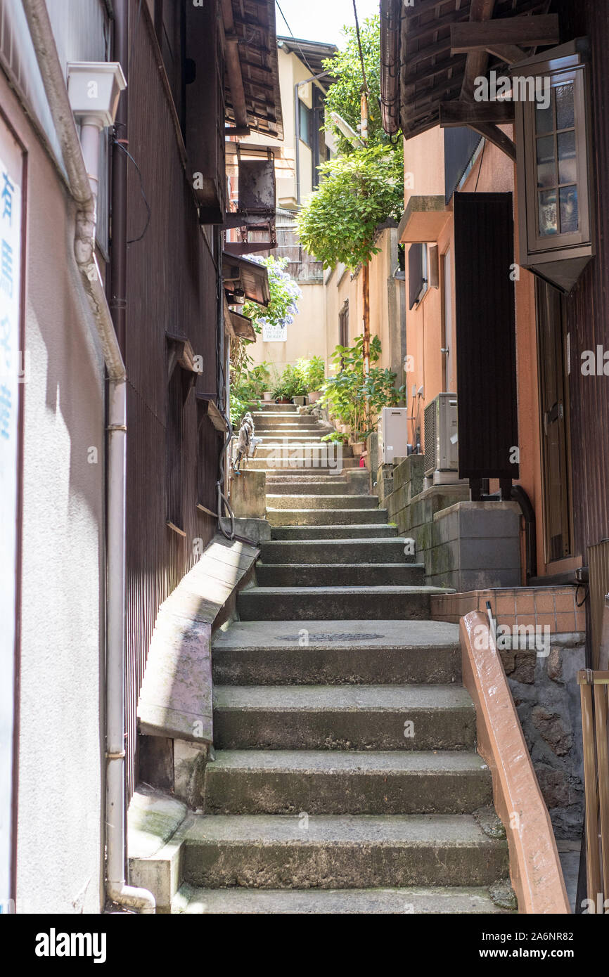 Cute Japanese concrete stairs in Arima Onsen, Japan 29-7-19 Stock Photo ...