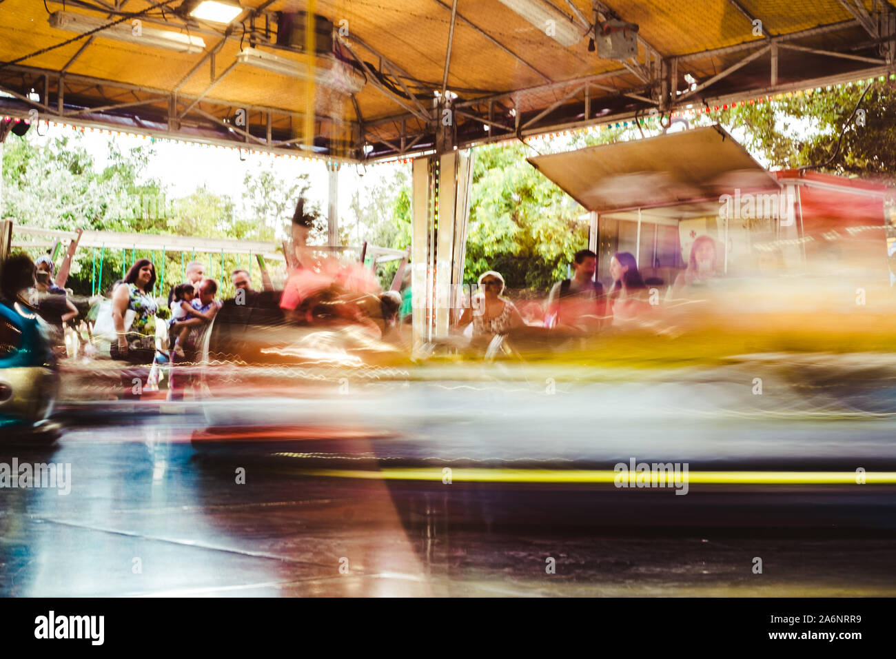 Malaga City, Spain - 20 July 2018. Fun adults and children attractions ...