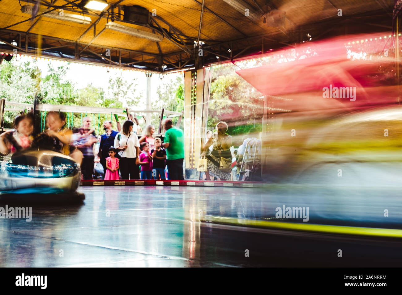 Malaga City, Spain - 20 July 2018. Fun adults and children attractions ...