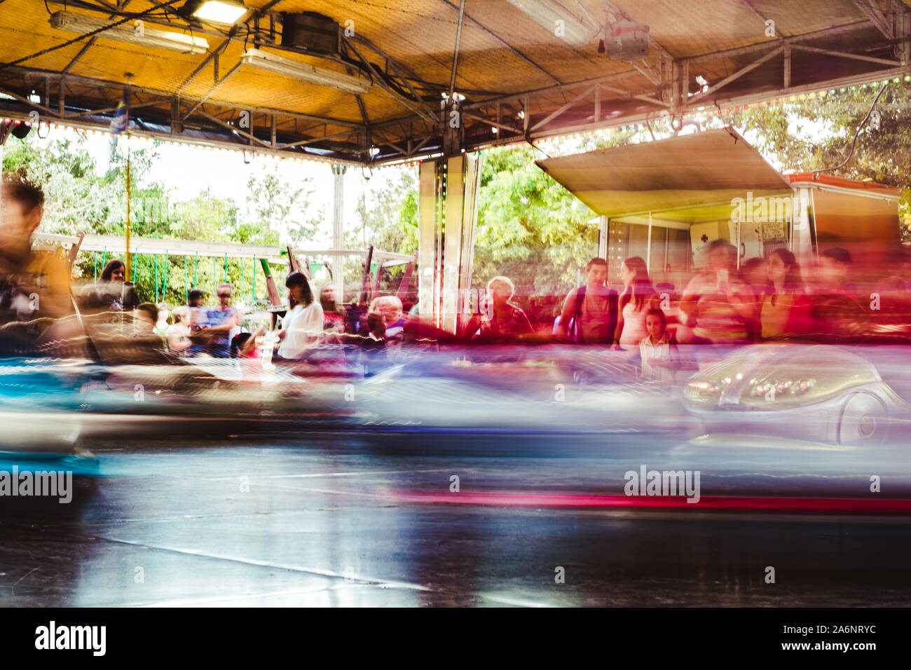 Malaga City, Spain - 20 July 2018. Fun adults and children attractions ...