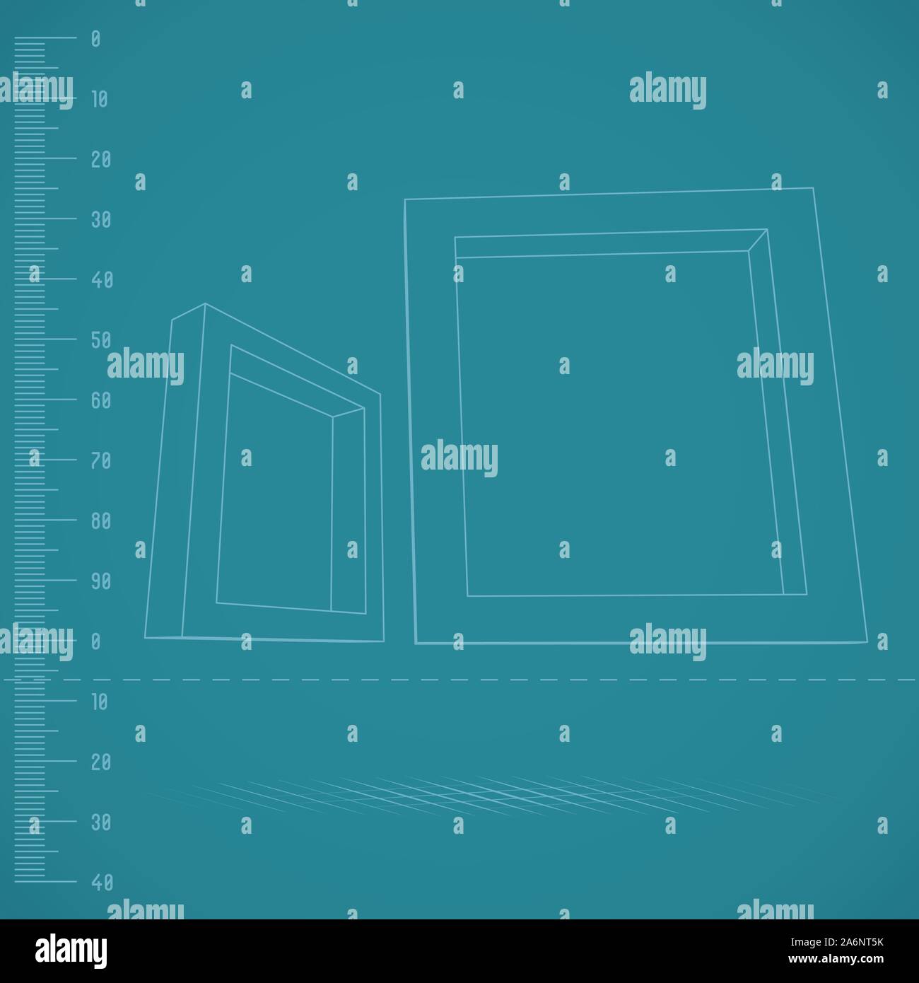 Two rectangular 3D frames blueprint Stock Vector Image & Art - Alamy