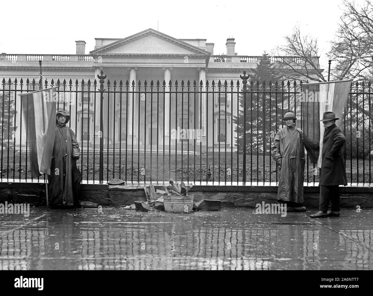 Woman Suffrage Movement - Bonfire on the sidewalk in front of the White ...