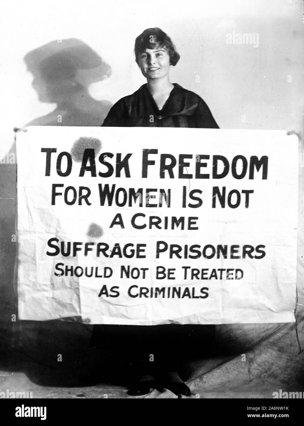 Woman Suffrage Movement - Woman suffragette Lucy Branham holding poster ...