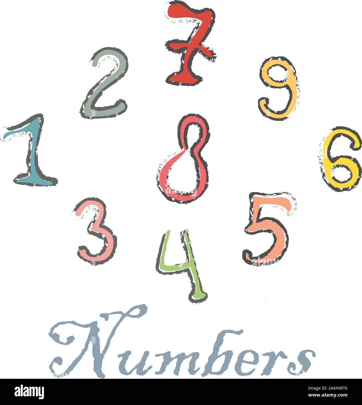 Cute Icon with Numbers. Hand Drawn Scandinavian Style. Vector ...