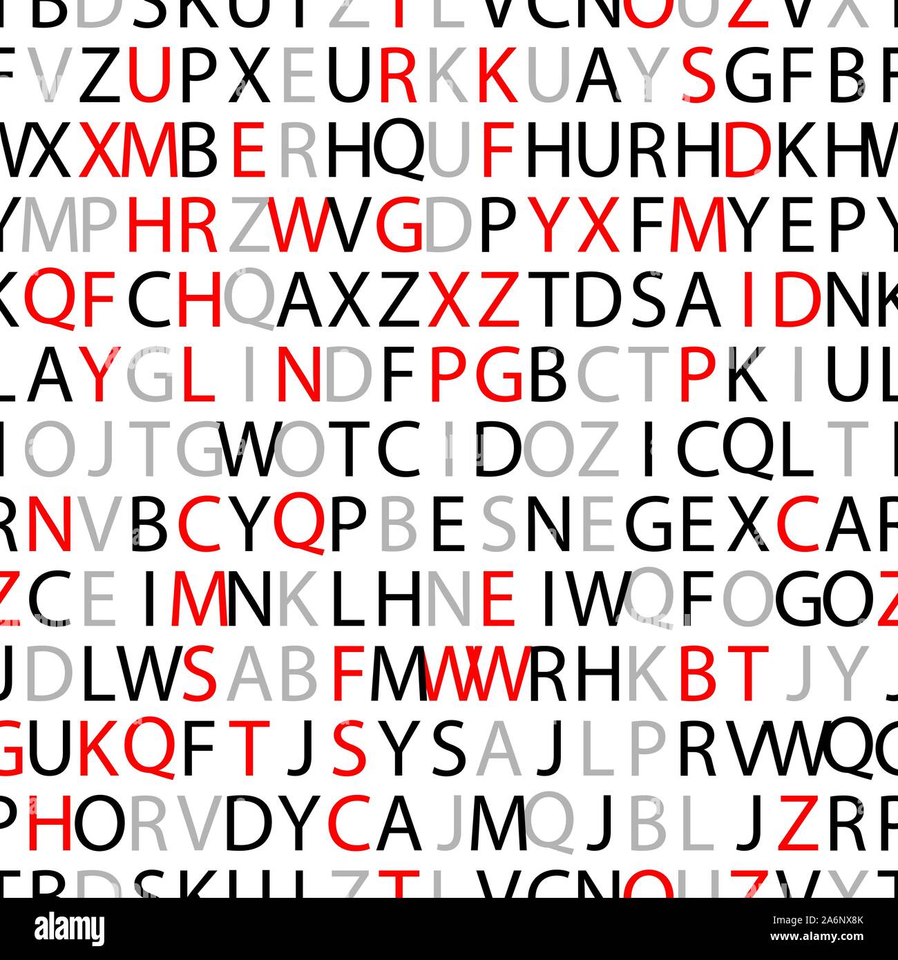 Red, gray and black letters. Letters of the alphabet in random order on ...