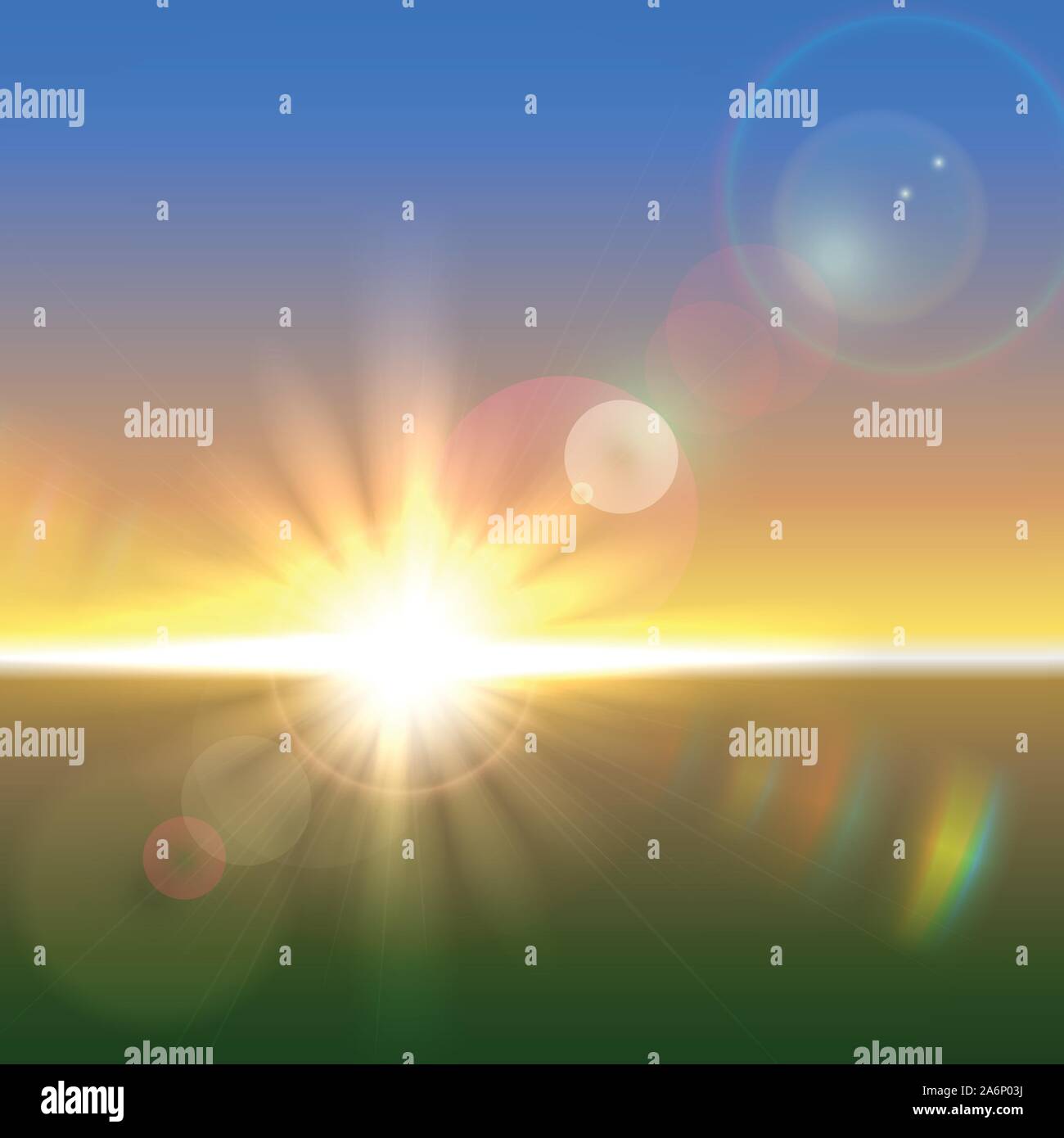 Vector sun over horizon with lens flares Stock Vector Image & Art - Alamy