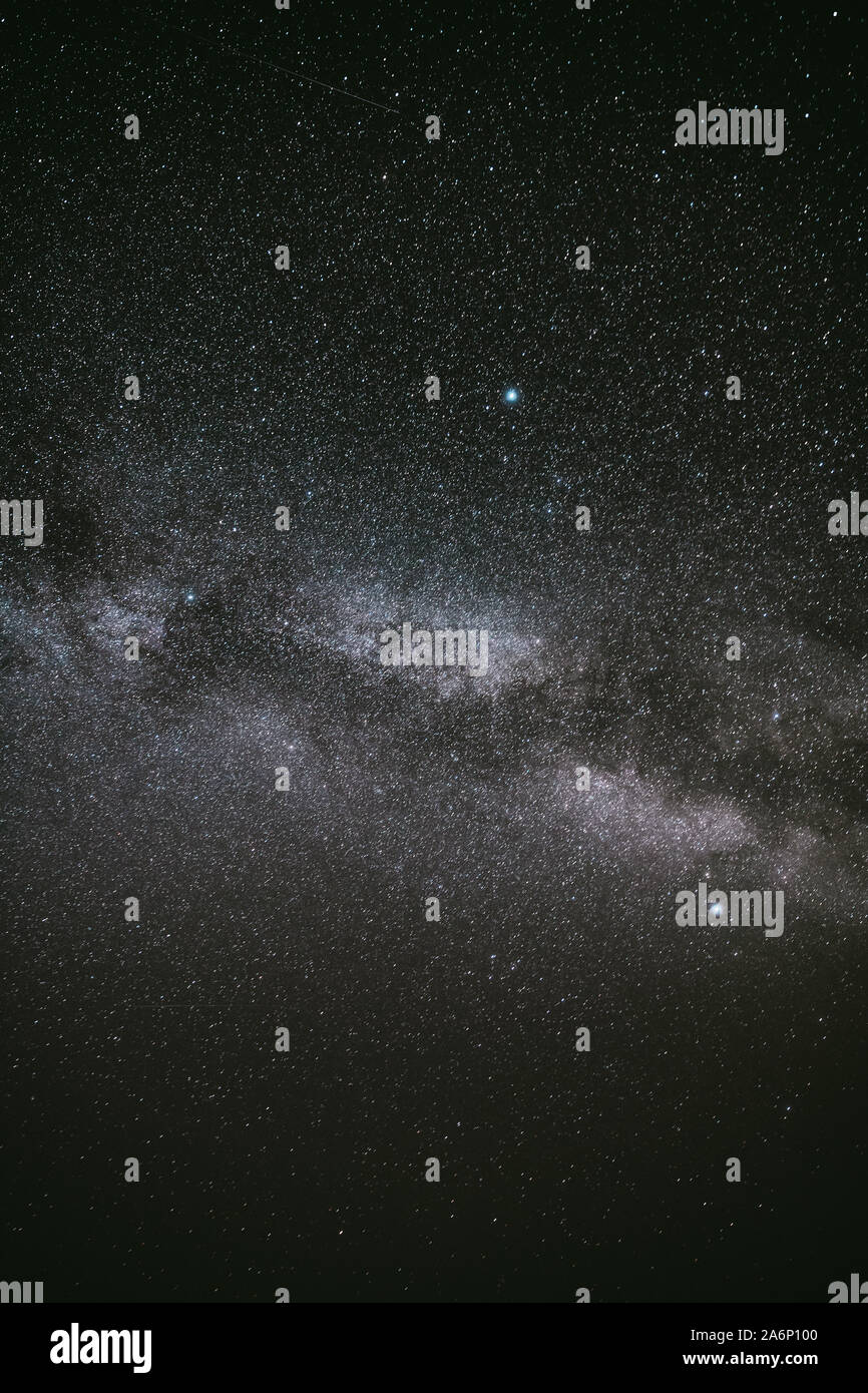 Real Night Sky Stars With Milky Way Galaxy. Natural Starry Sky ...