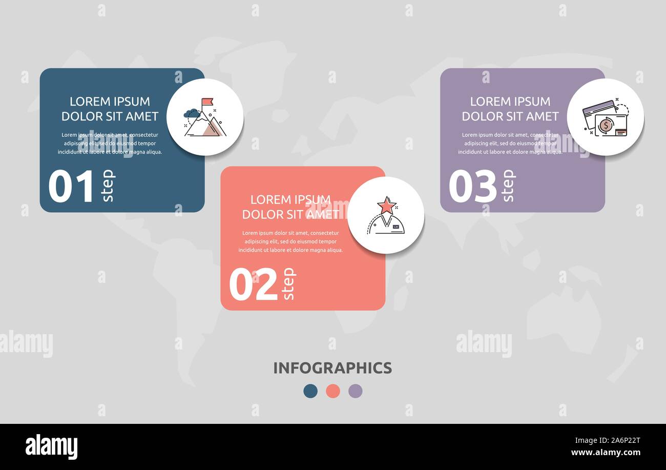Vector infographic flat template rectangle for three diagrams, graph, presentation. Business ...