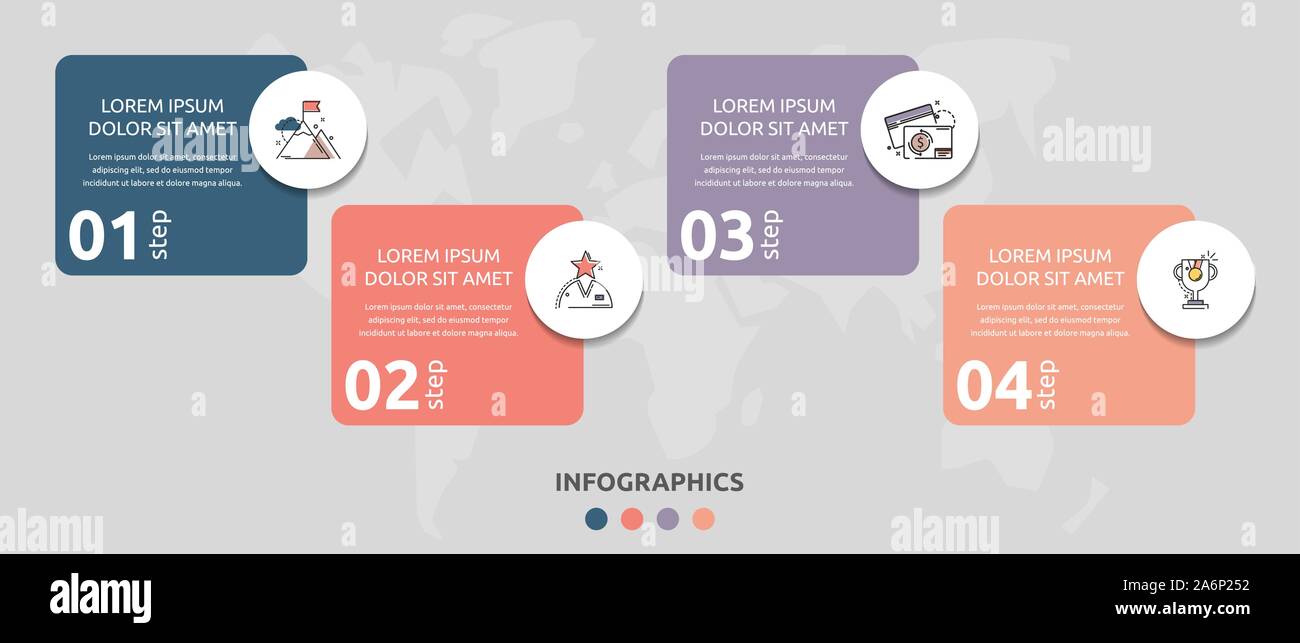 Vector infographic flat template rectangle for four diagrams, graph ...