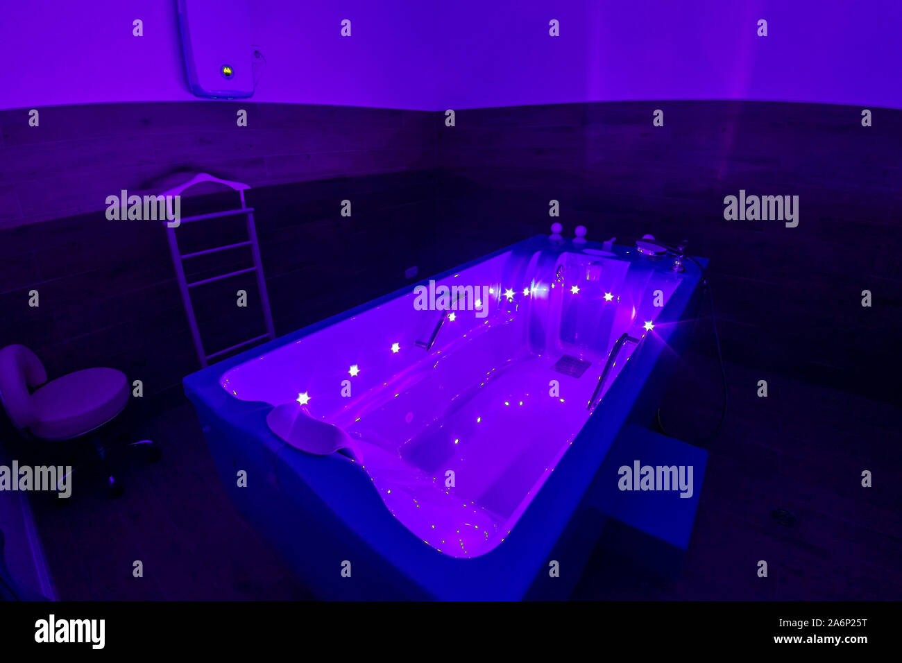 backlit hot tub for relaxation and rehabilitation spa treatments in a ...