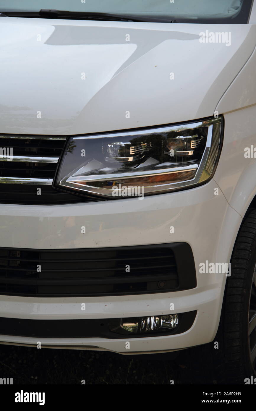 a white car with modern headlight Stock Photo - Alamy