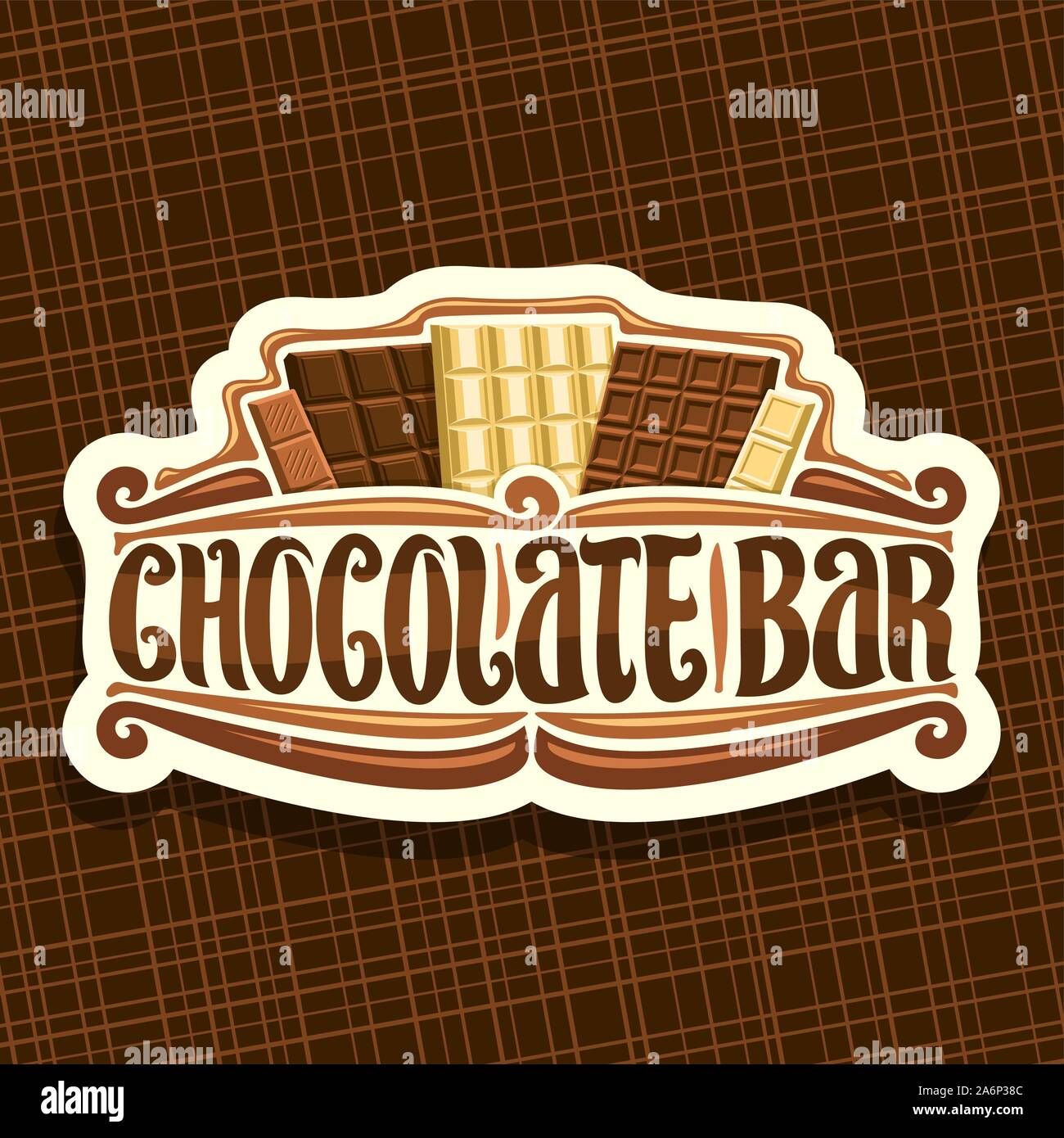 Vector logo for Chocolate Bar, cut paper decorative retro sign with ...