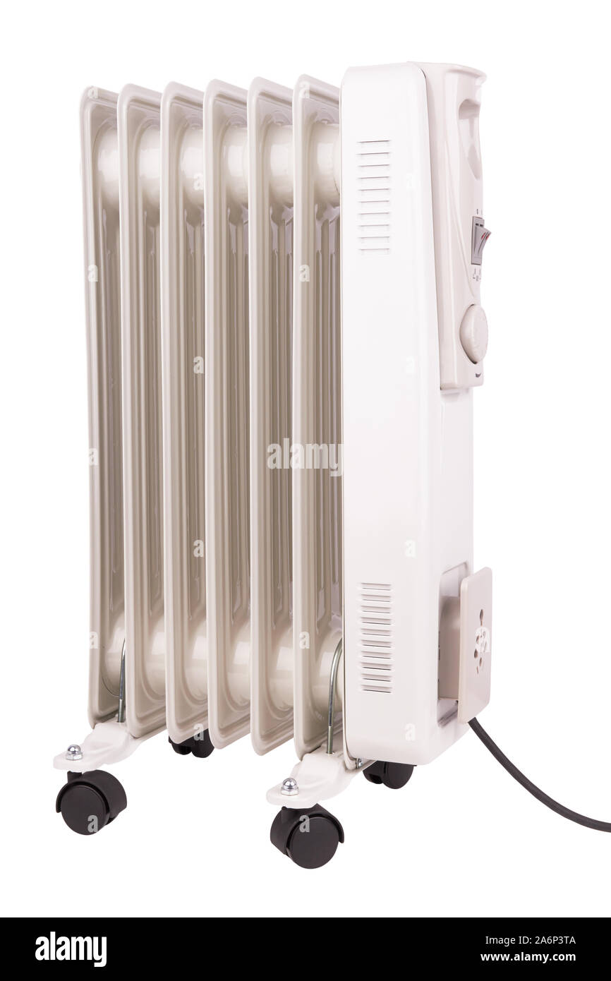 Oil electric radiator heater isolated on white background Stock Photo ...