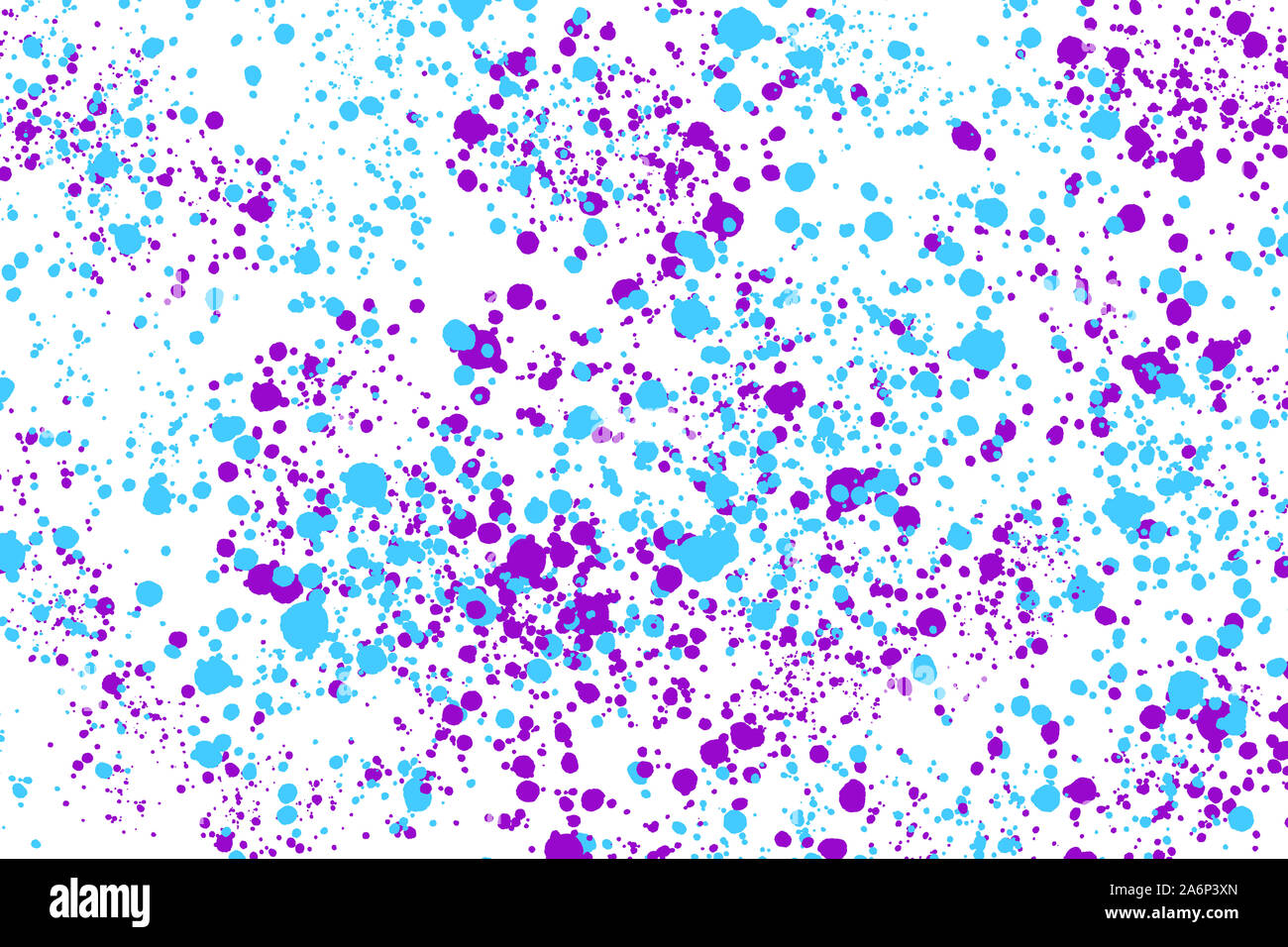 Neon cyan and purple paint splashes on white background. Abstract ...