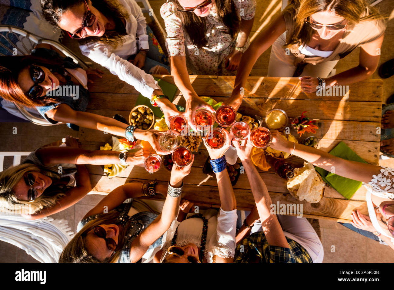 group of happy people mixed ages generations women having fun all ...