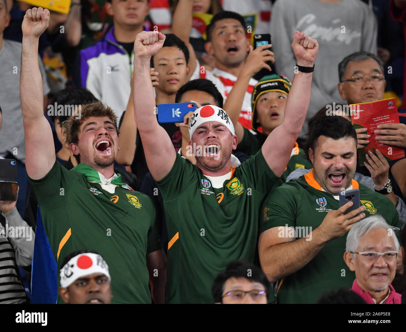 South Africa fans sing the anthem before the 2019 Rugby World Cup Semi ...