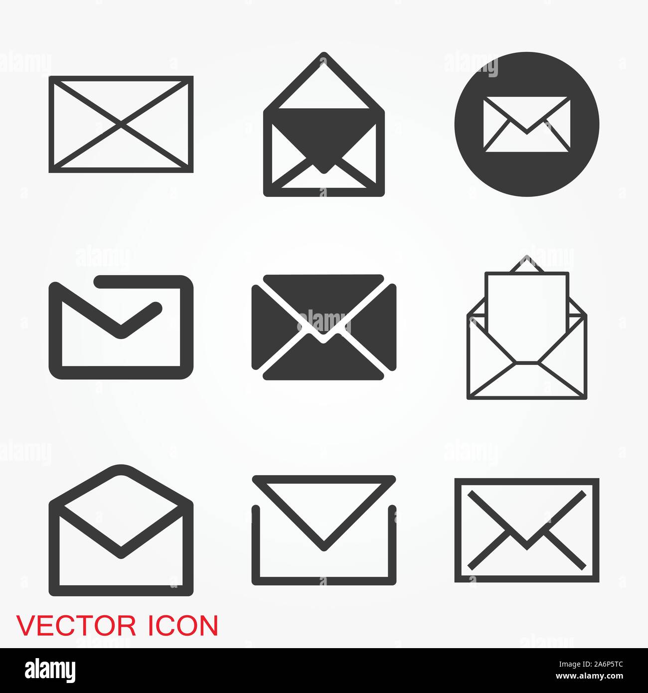 Envelope icon, vector mail envelope and letter symbol Stock Vector ...