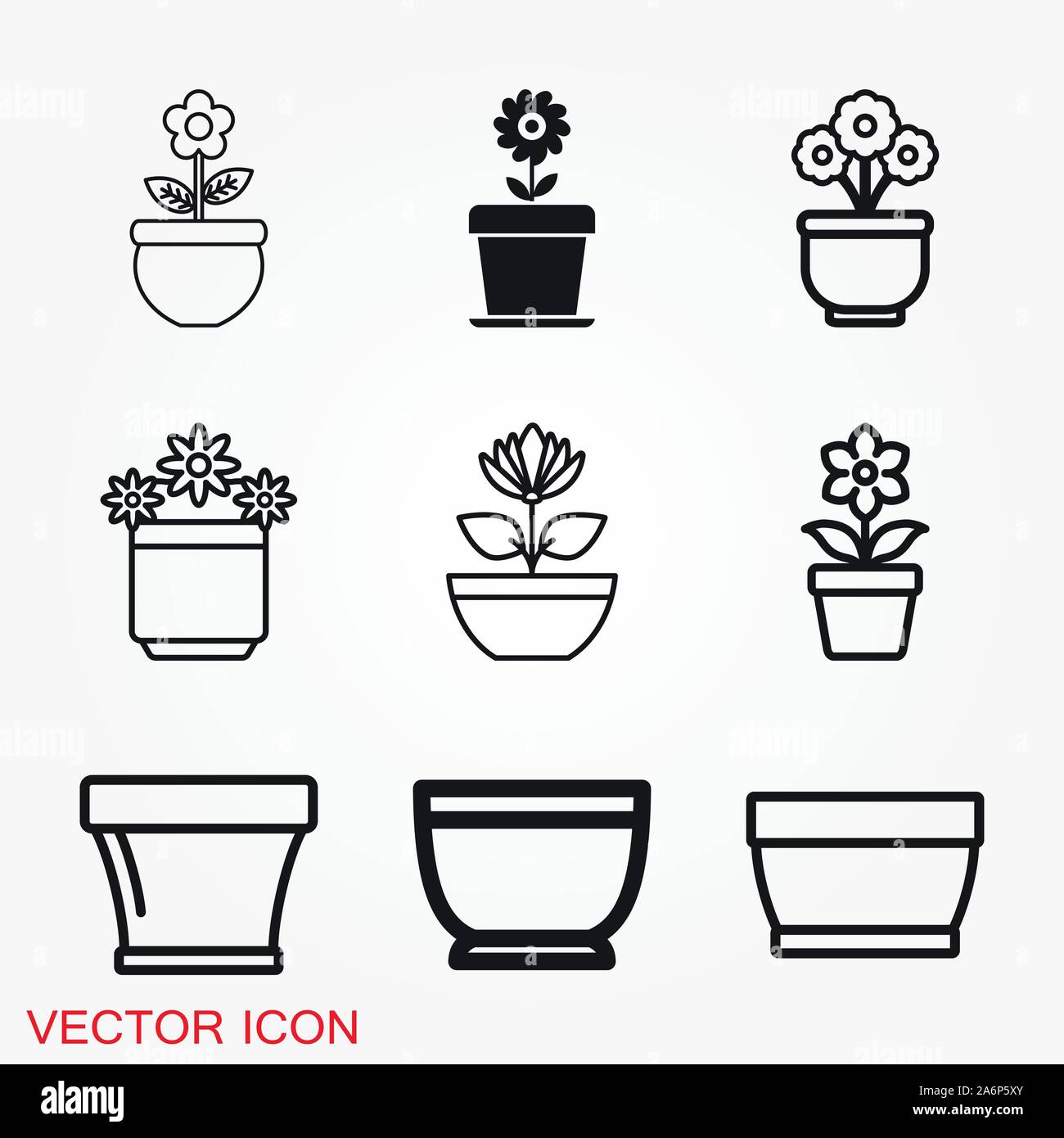 Flowerpot icon, vectorized plants in a pot, flower symbol Stock Vector ...