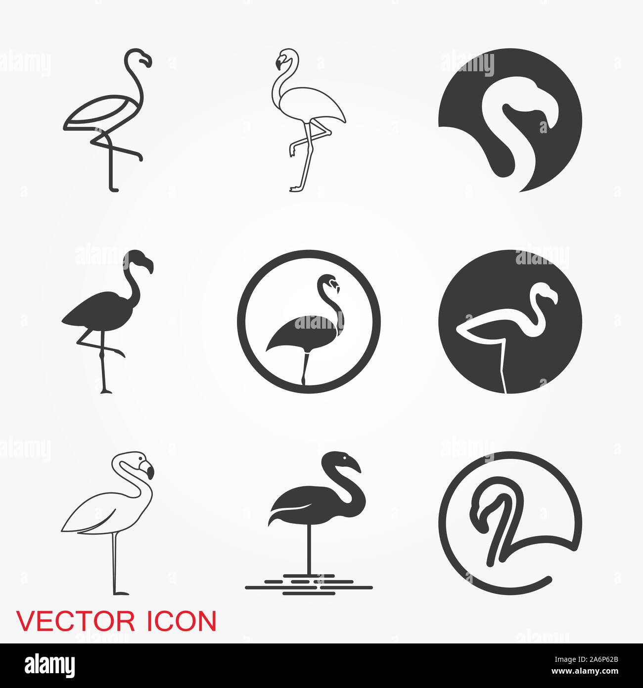 Flamingo icon, minimalistic vector illustration, symbol of bird Stock ...