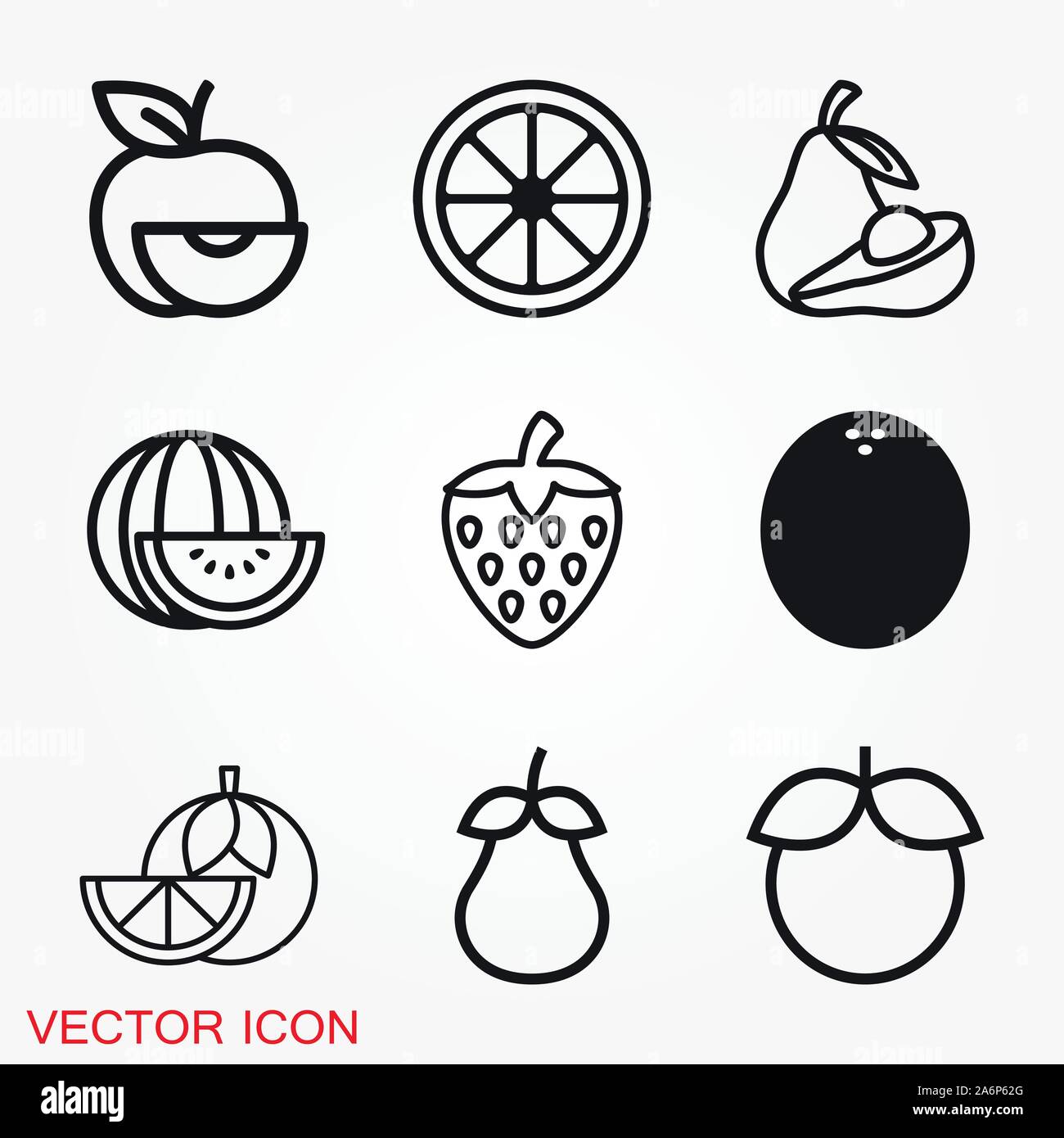 Fruit icons, vector symbol of food signs Stock Vector Image & Art - Alamy