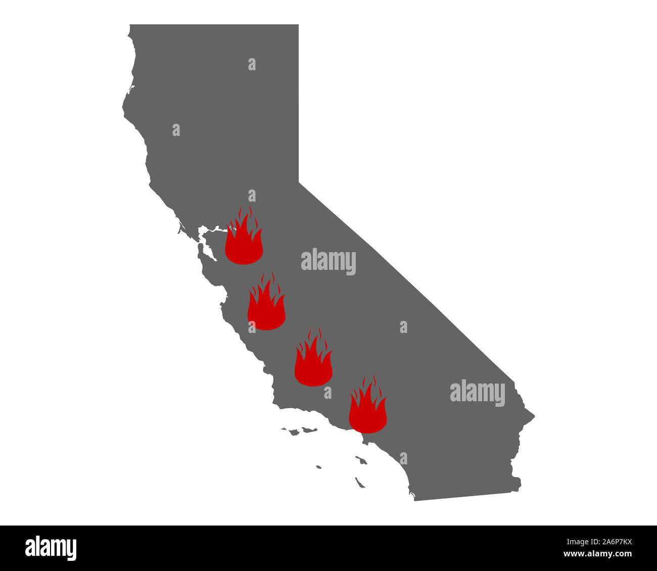 Map of California and fire symbol Stock Photo - Alamy