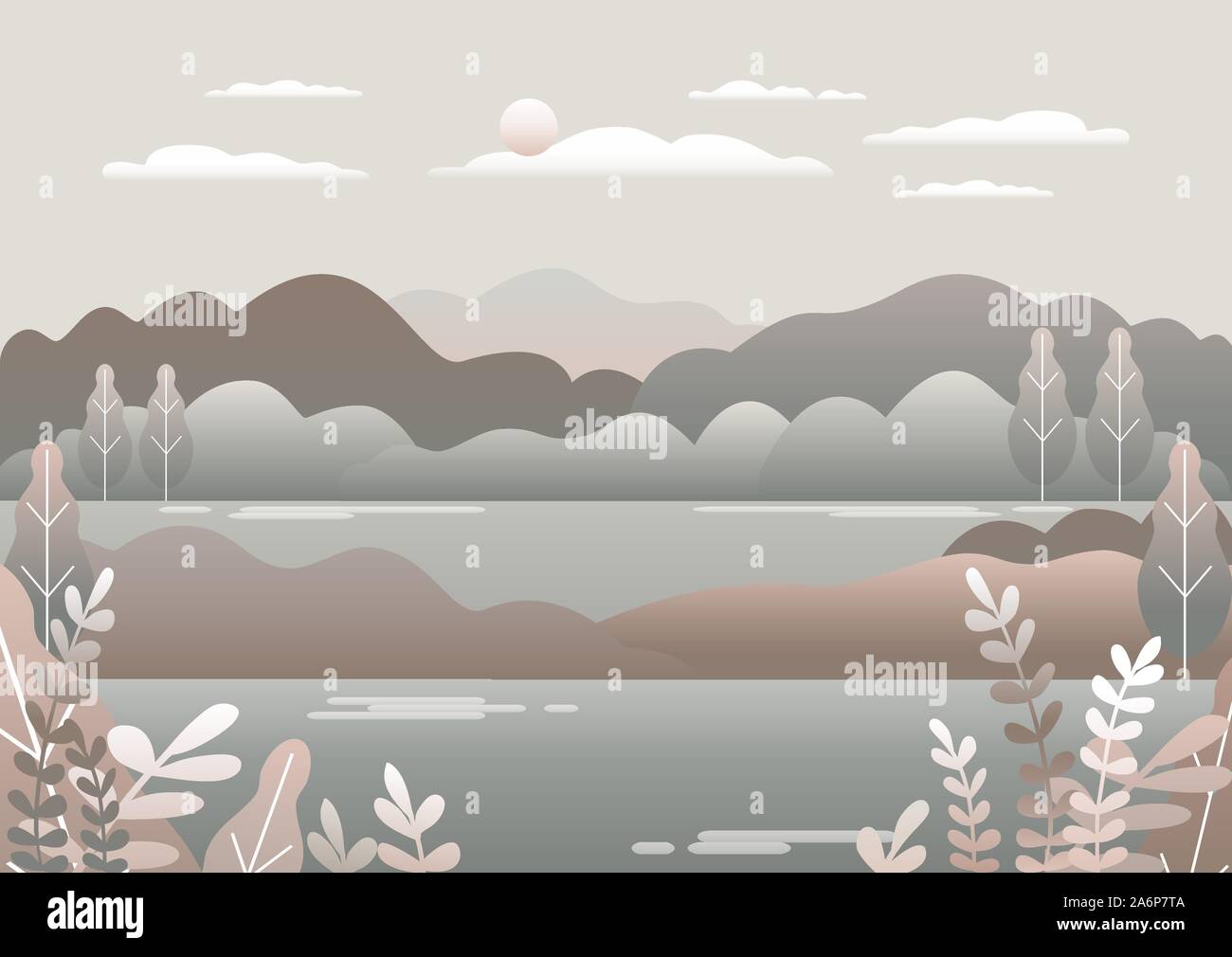 Countryside landscape. Beautiful nature with mountains, hills, field ...