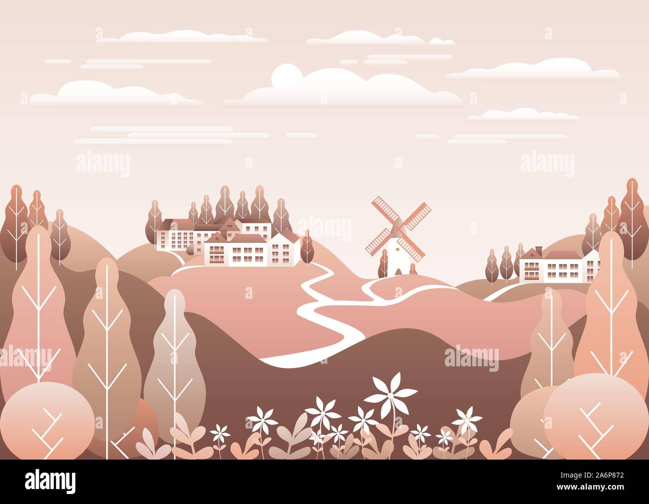 Rural scene motif Stock Vector Images - Alamy