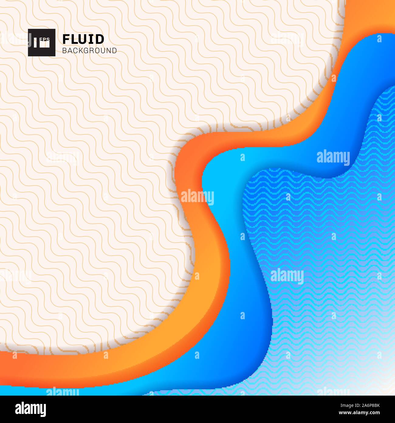 Abstract Orange And Blue Gradient Curve Form And Wave Pattern On White Background And Texture