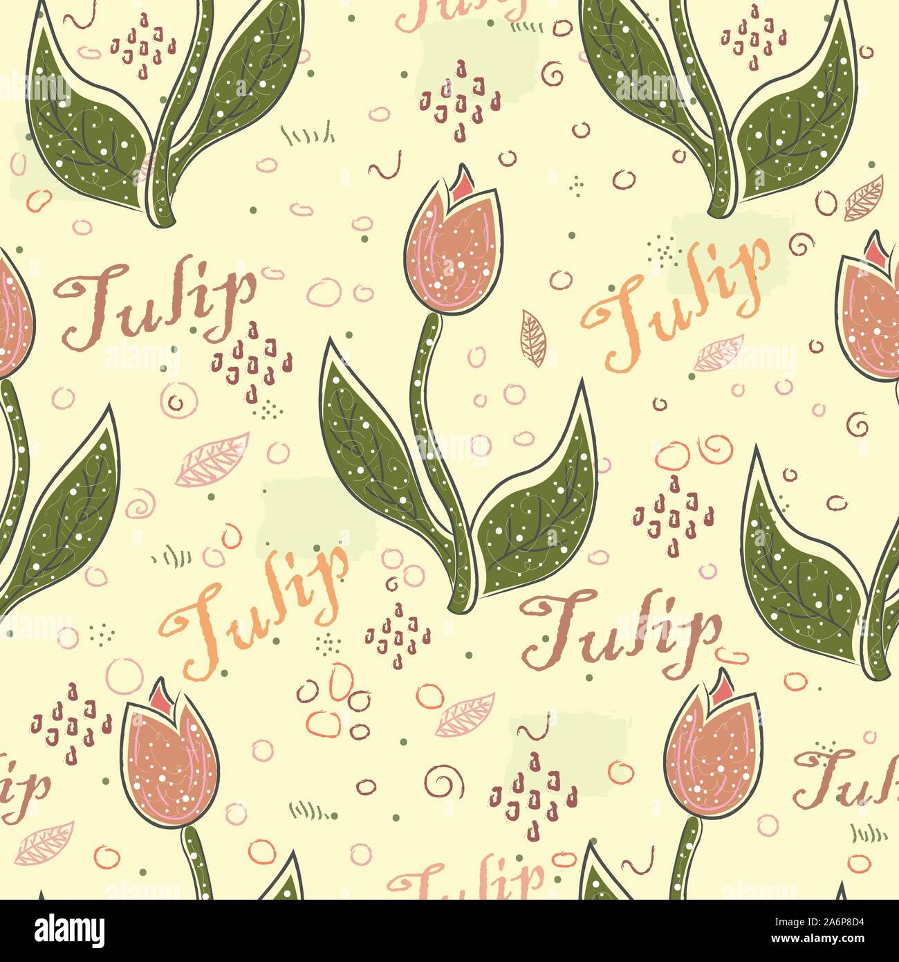 Seamless Pattern with Hand Drawn Elegant Flowers. Scandinavian Hand ...