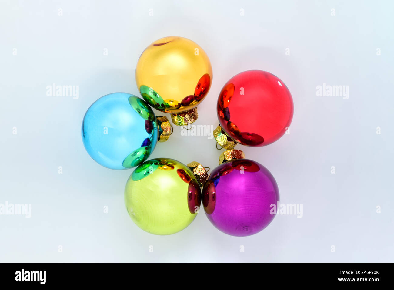 Set of glass christmas balls on white background Stock Photo - Alamy