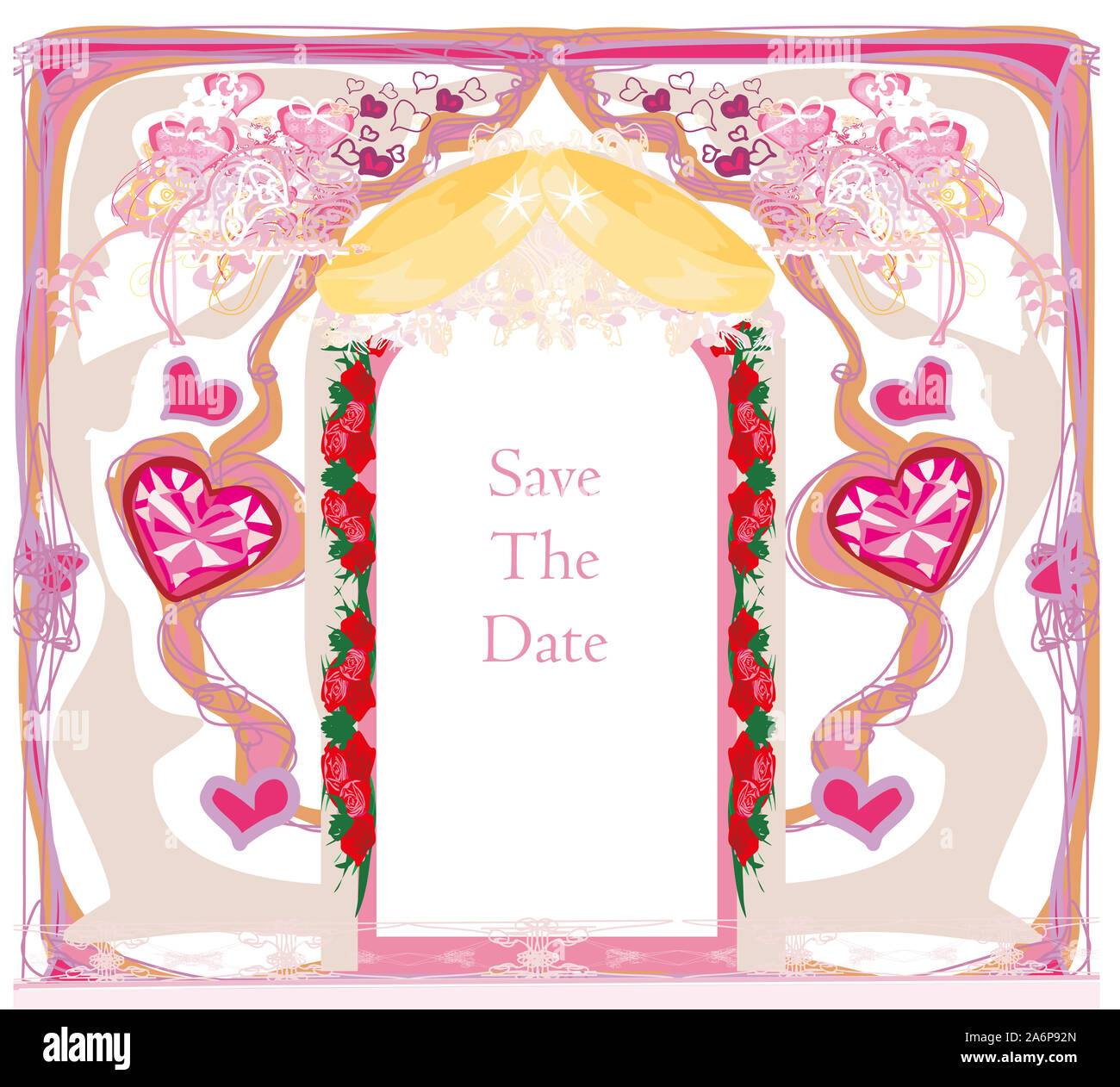 Wedding Invitation card with rings Stock Photo - Alamy