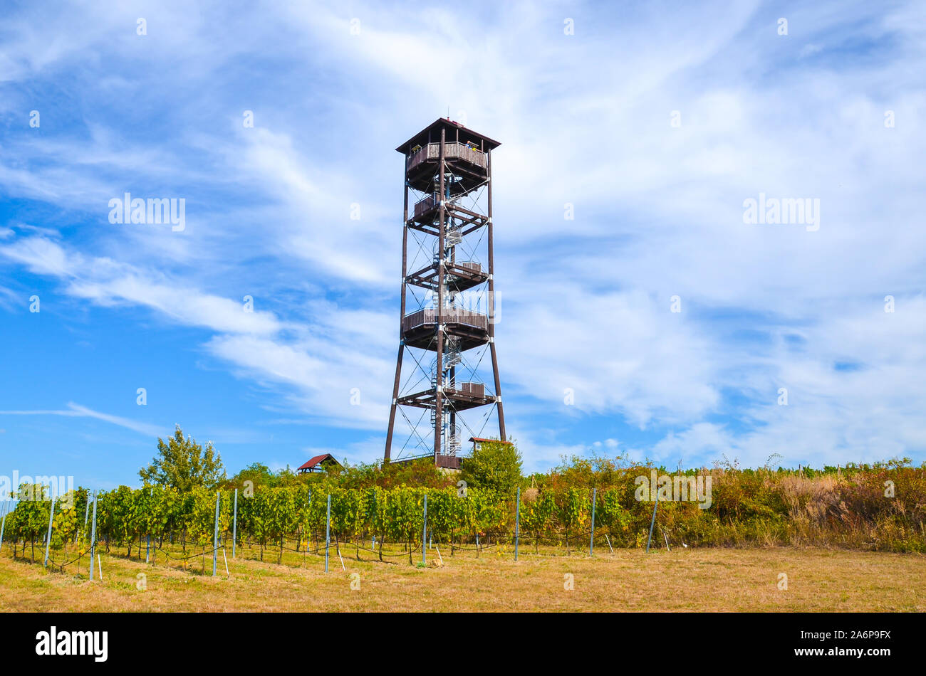 Look out tower in Pritluky in South Moravia, Czechia surrounded by ...
