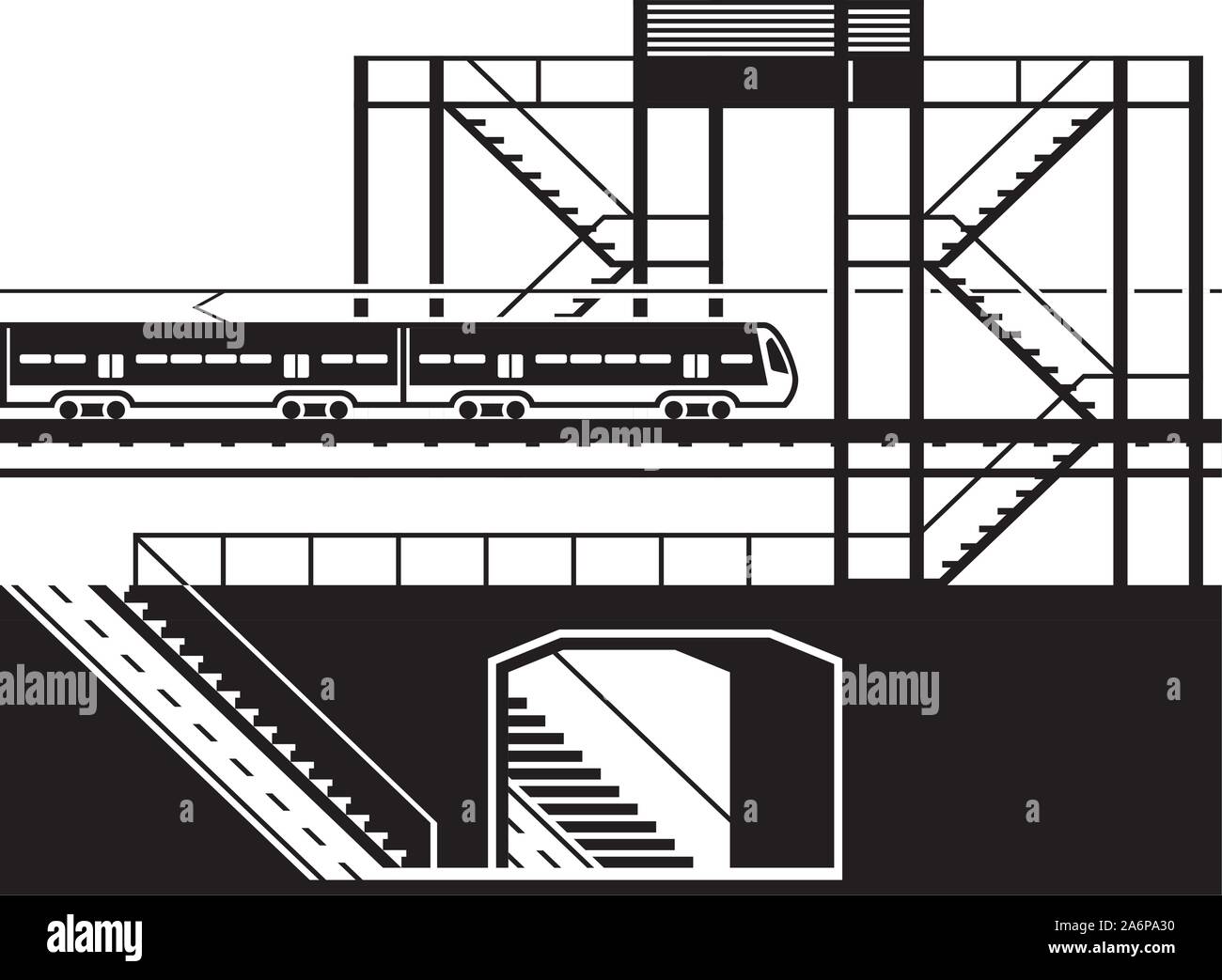 Cycle and pedestrian bridge Stock Vector Images - Alamy
