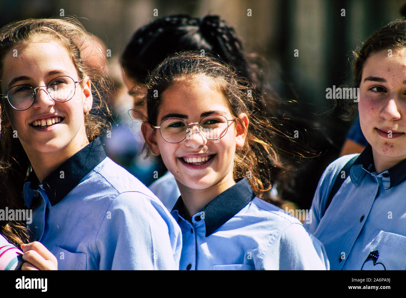 Jerusalem Israel October 06, 2019 View of unknowns Israeli young girls ...