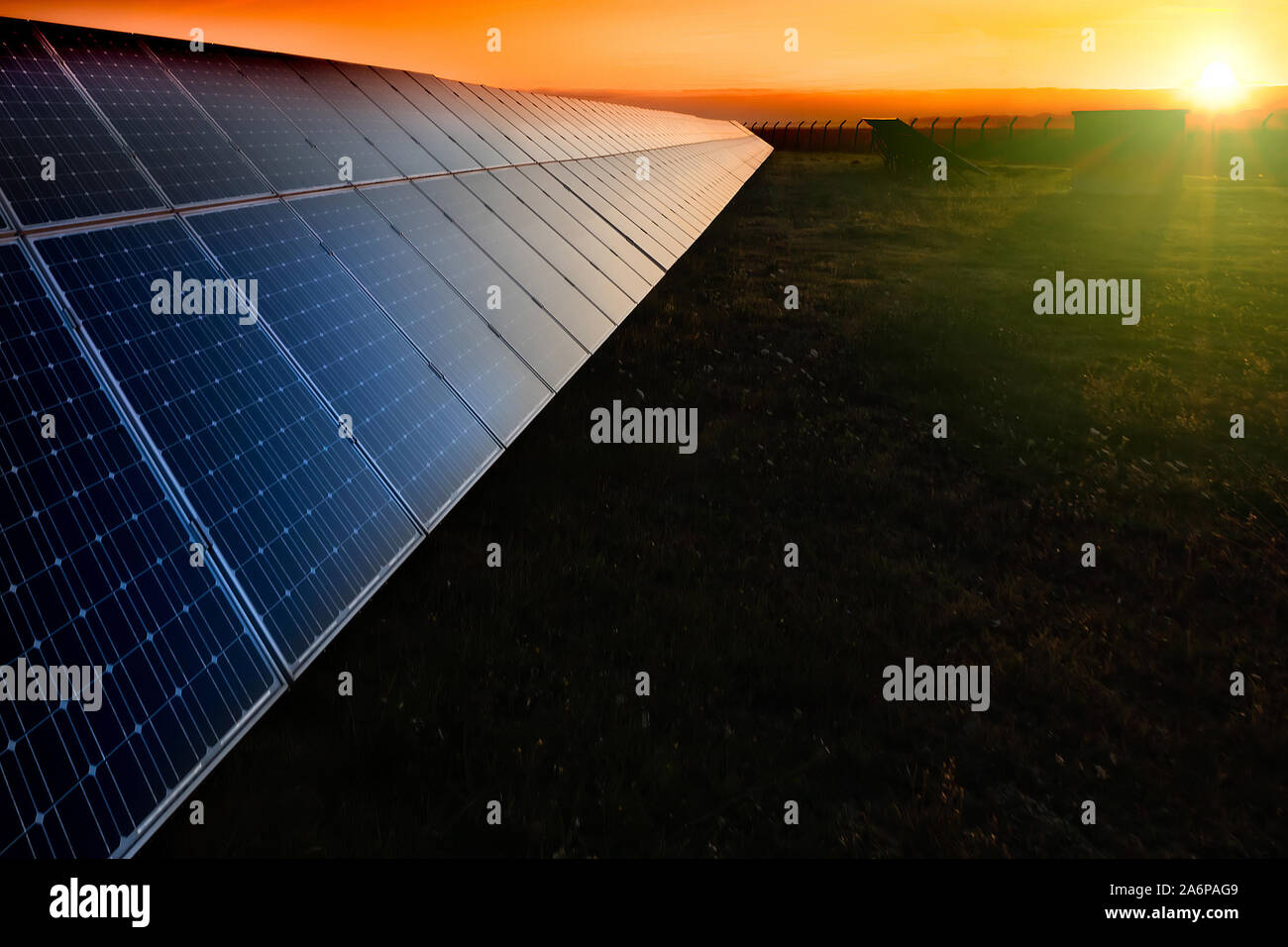 Photovoltaic cell on the background of sunset morning Stock Photo - Alamy