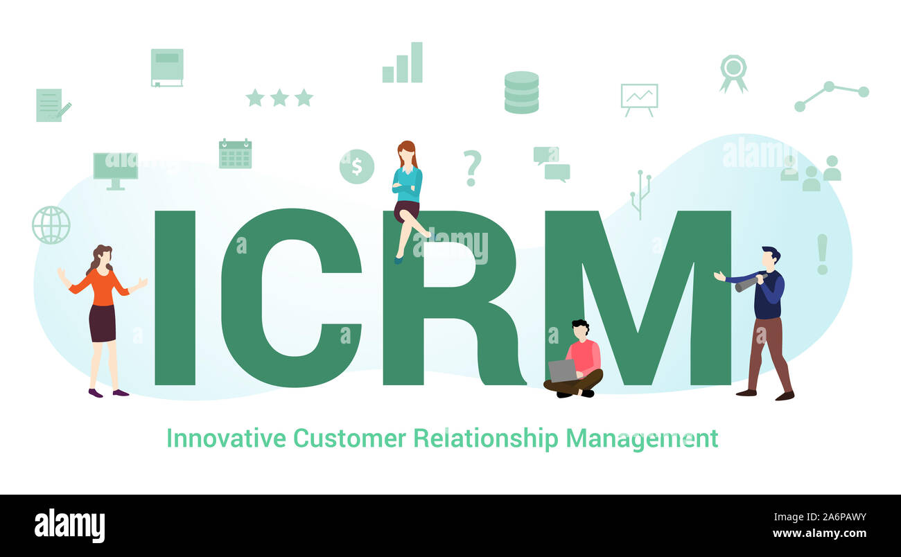 icrm innovative customer relationship management concept with big word ...
