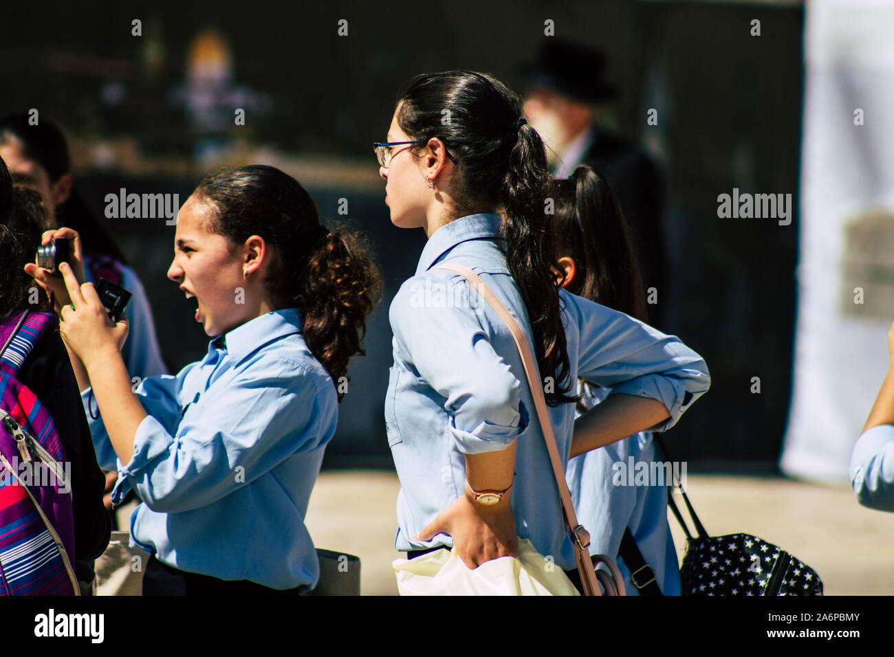 Jerusalem Israel October 06, 2019 View of unknowns Israeli young girls ...