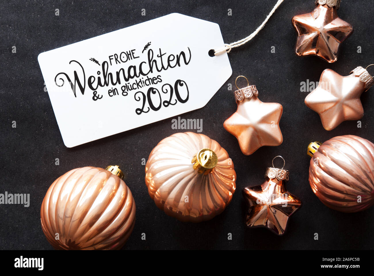 One Label, Golden Christmas Decoration, Glueckliches 2020 Means Happy ...